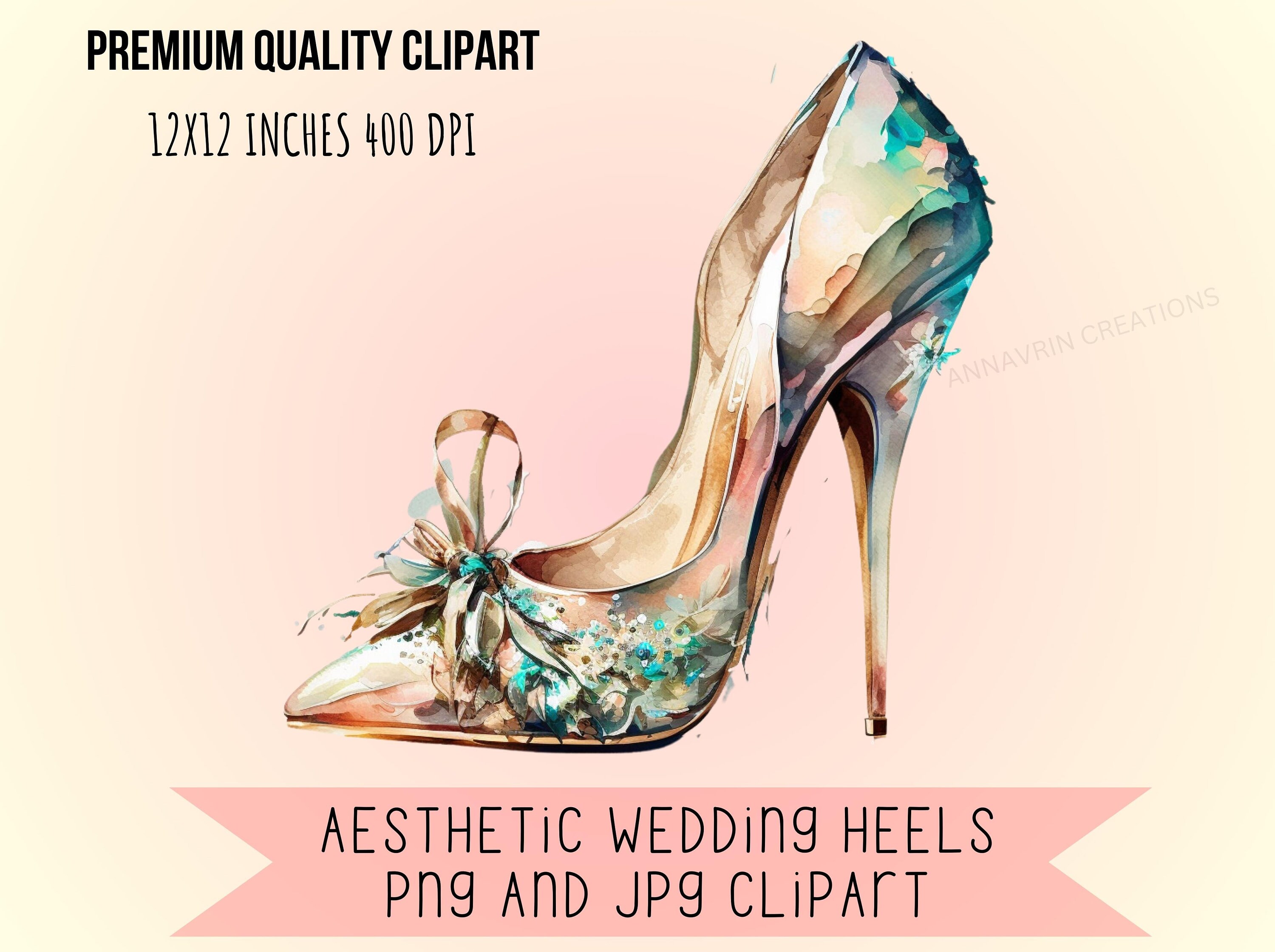 Wedding High Heels Watercolor PNG Clip Art, Pumps Art Clipart, Ladies ...