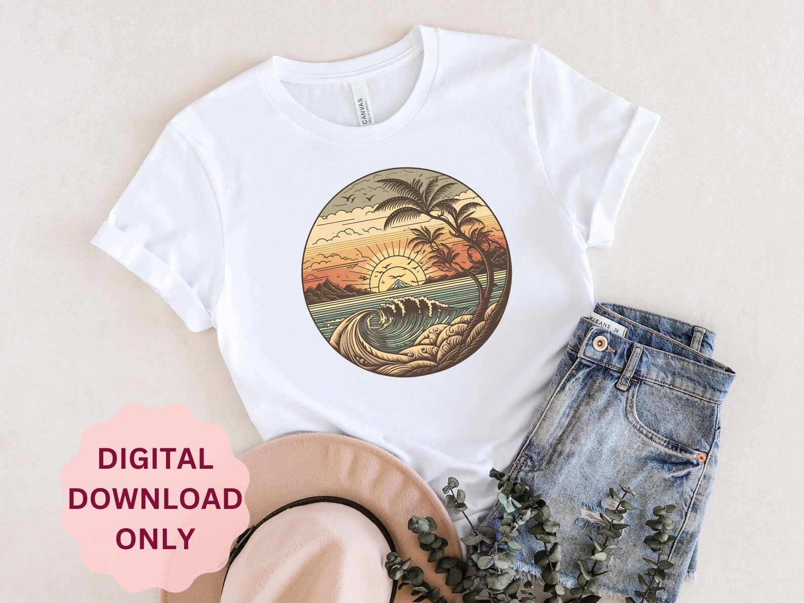 Retro Summer Beach Clipart, Vintage Summer Sublimation PNG, Beach ...