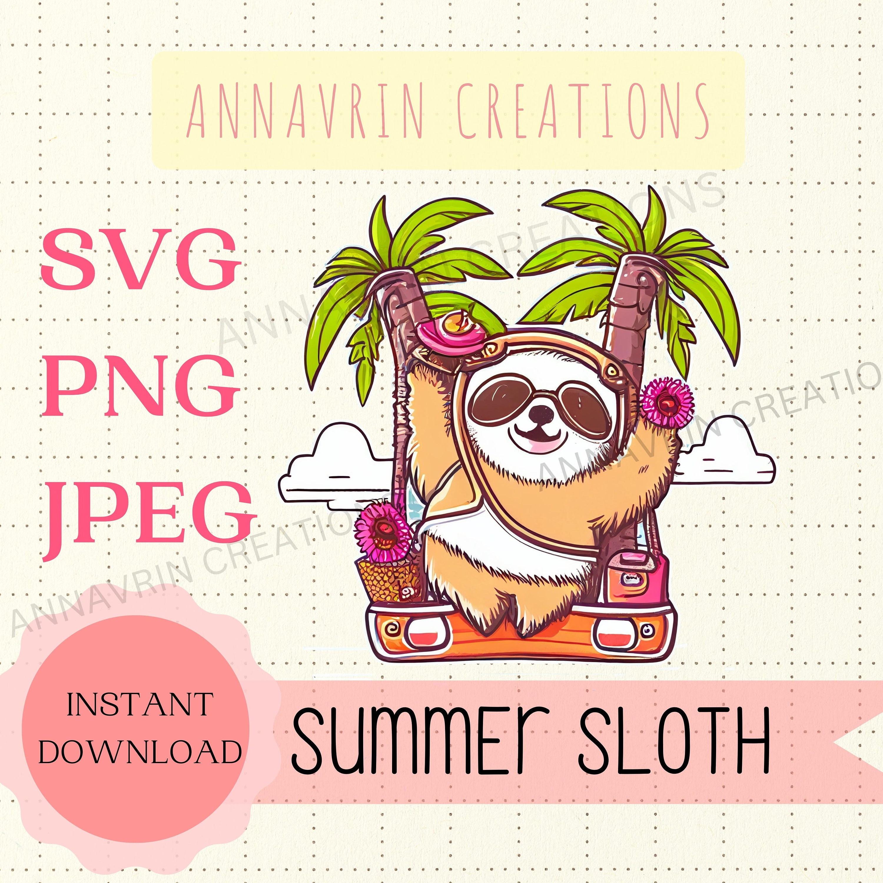Weighted Sloth Sloth Svg Bundle Svg Instant Download Cricut Canva Surf ...