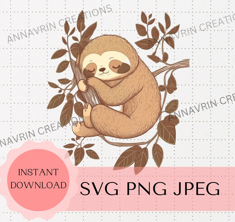 Cute Sloth Svg, Kawaii Sloth Svg Instant Download Cricut Silhoutte ...