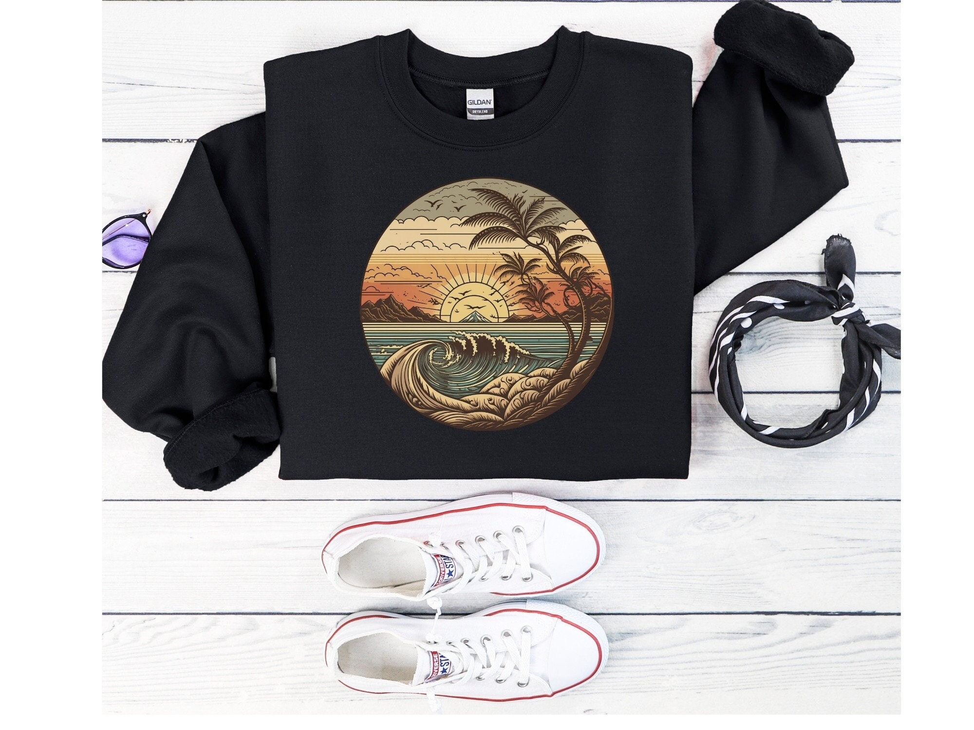 Retro Summer Beach Clipart, Vintage Summer Sublimation PNG, Beach ...