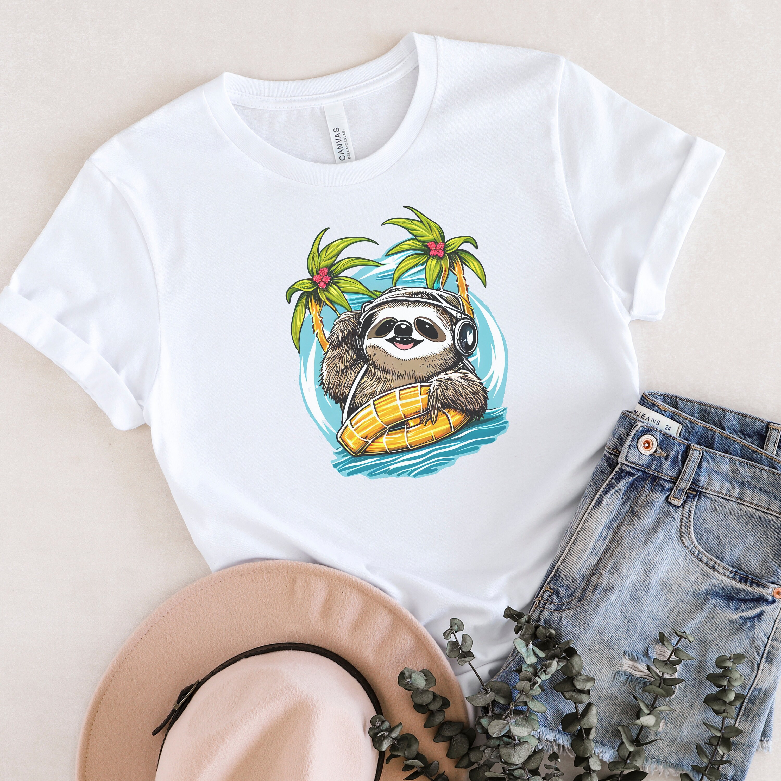 Weighted Sloth Sloth Svg Beach Svg Instant Download Cricut Canva Surf ...