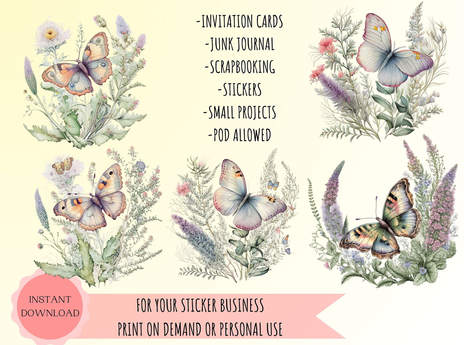 14 Butterflies Clipart High Quality PNG, Nursery Art Card Making ...