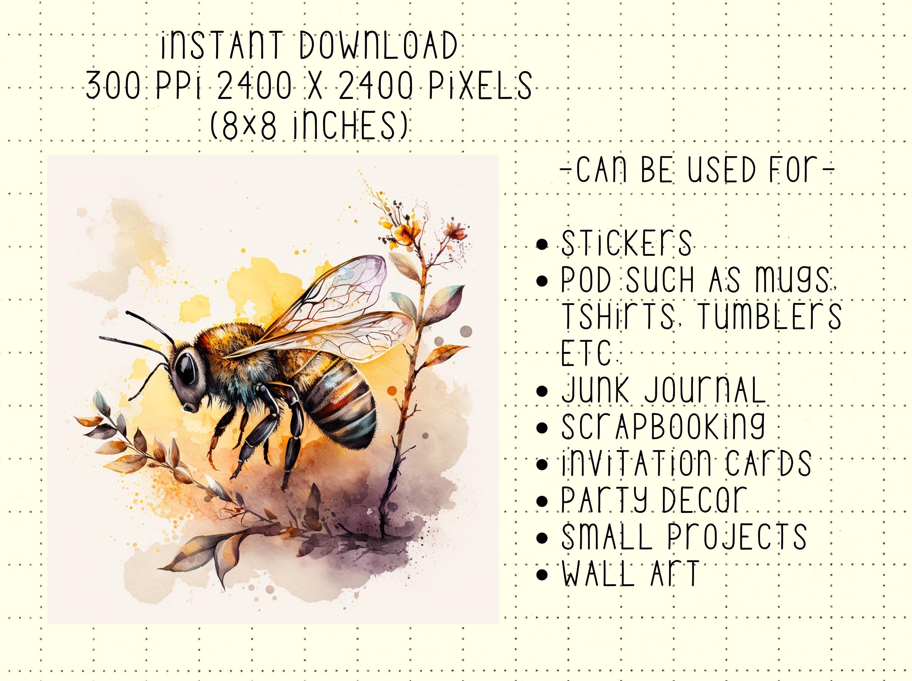 Watercolor Honey Bee Clipart 7 JPG Spring Garden Bee and Honey Jar ...