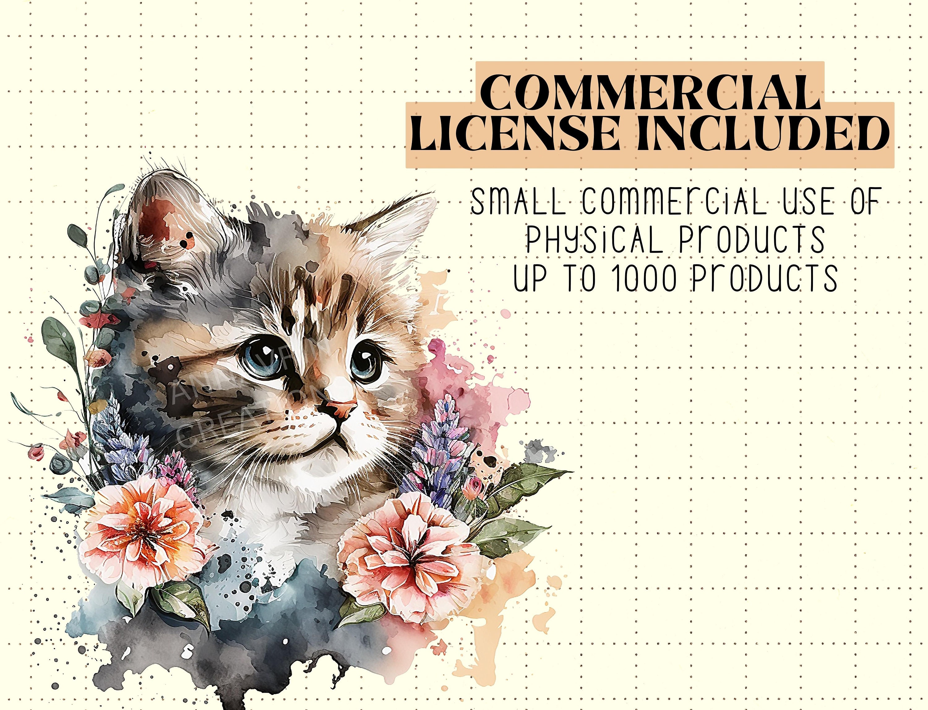 Watercolour Floral Kitten Clipart, Floral Cats Premium High Quality ...