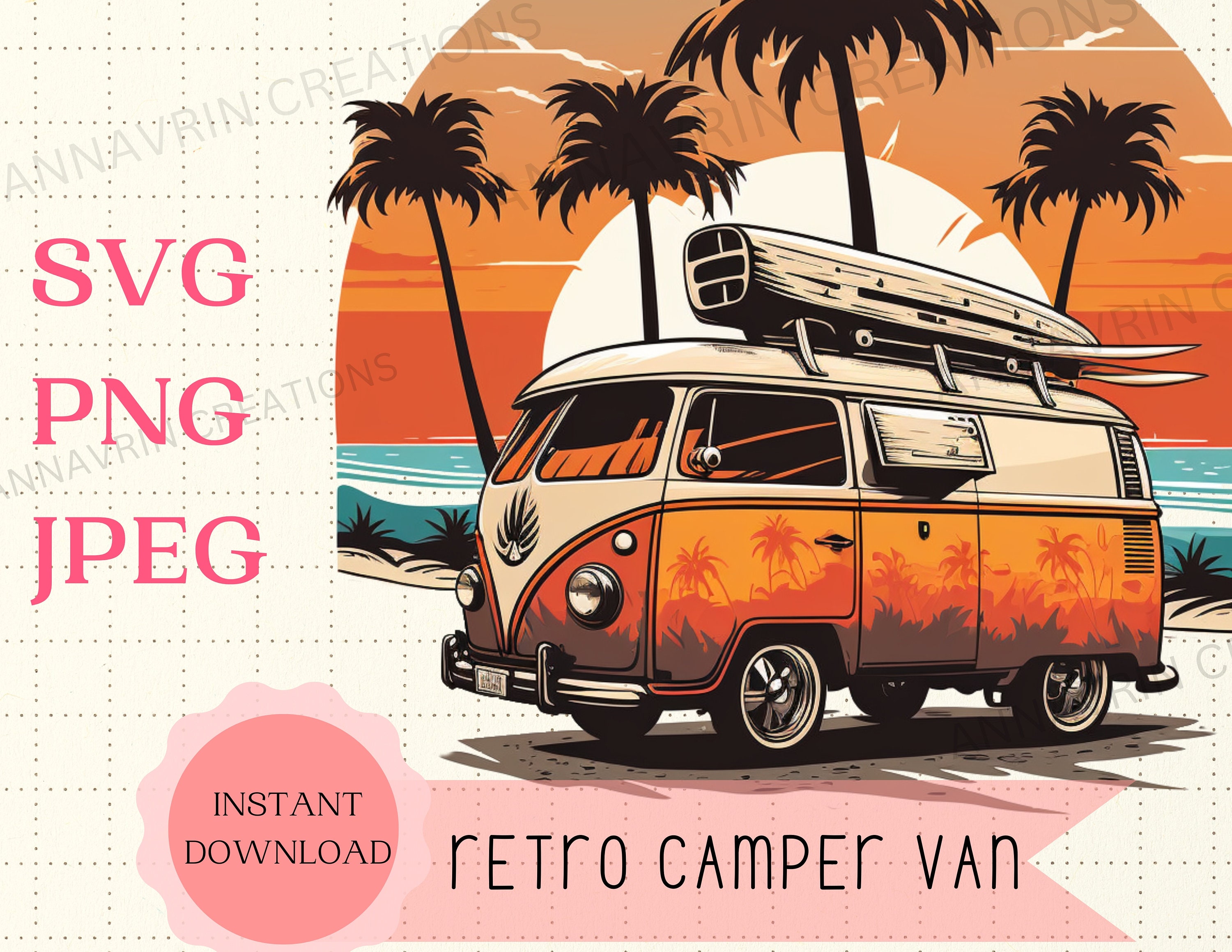 Retro Camper Clipart Svg Png Jpg Clipart, Retro Camping Tshirt, Camper ...