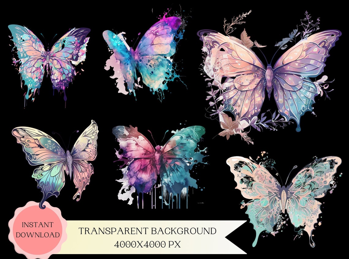 14 Butterflies Clipart High Quality PNG, Nursery Art Card Making ...
