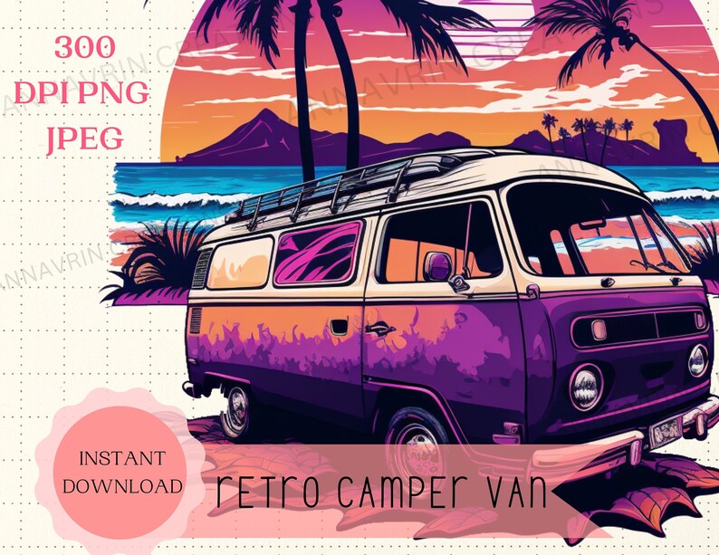 Retro Camper Png Retro Van Jpg Clipart, Retro Camping Tshirt, Camper ...