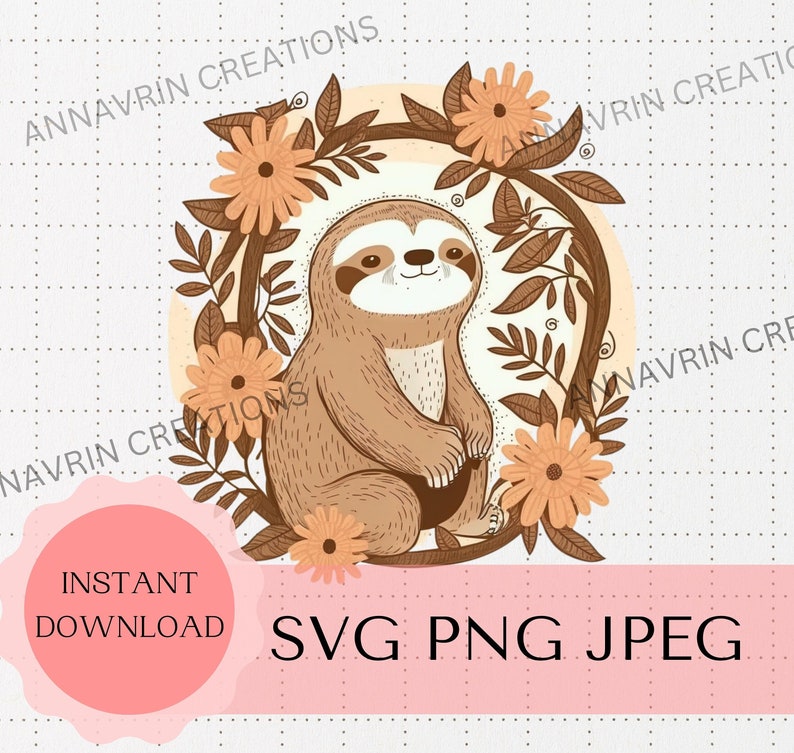 Cute Sloth Svg, Kawaii Printable Sloth Svg Instant Download Cricut ...