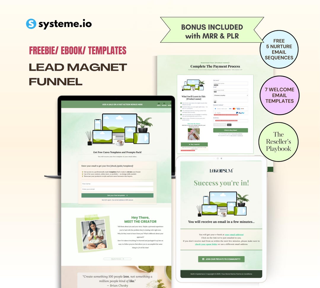 Systeme.io Lead Funnel Template, Ebook Funnel PLR/MRR Digital Products ...