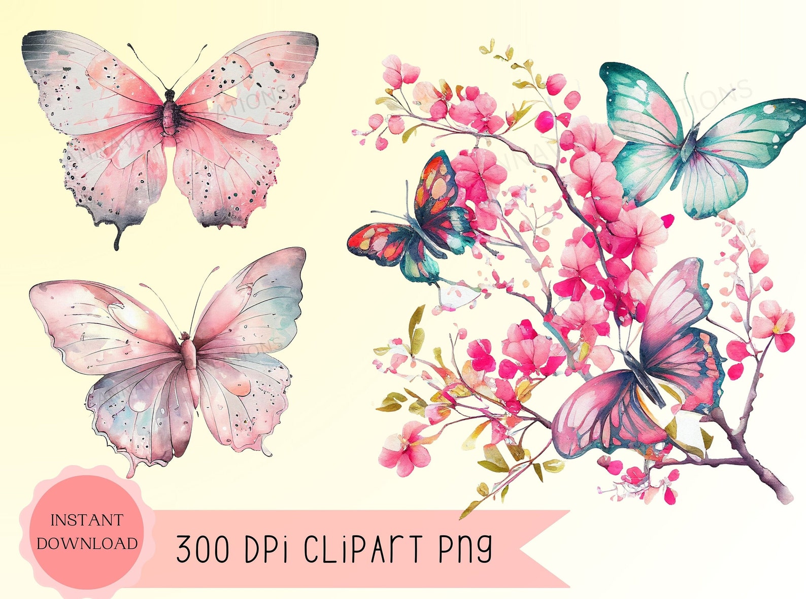 14 Butterflies Clipart High Quality PNG, Nursery Art Card Making ...