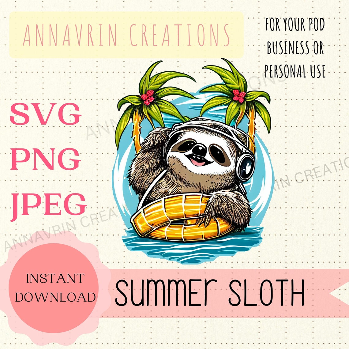 Weighted Sloth Sloth Svg Bundle Svg Instant Download Cricut Canva Surf ...