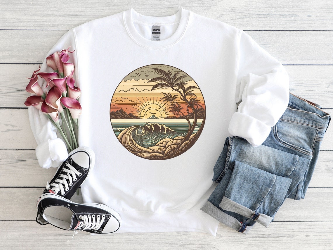 Retro Summer Beach Clipart, Vintage Summer Sublimation PNG, Beach ...