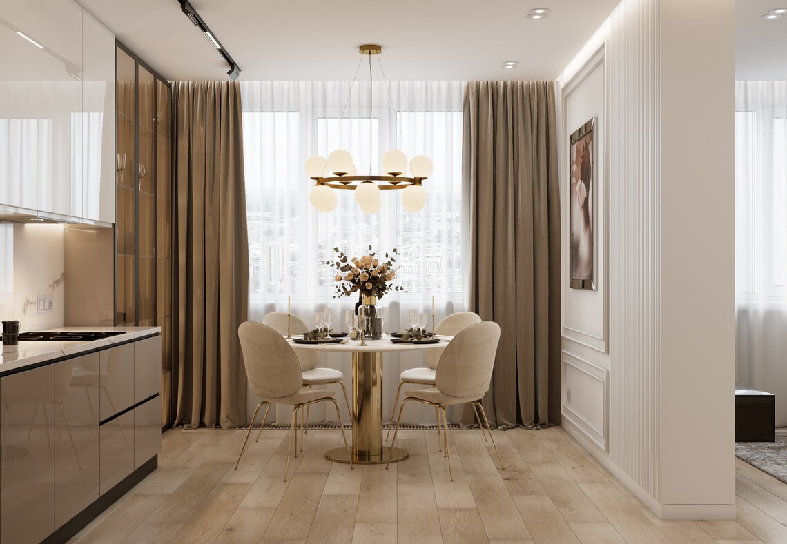 Modern Eclectic Kitchen Interior Design, 3D Render Home E-design ...