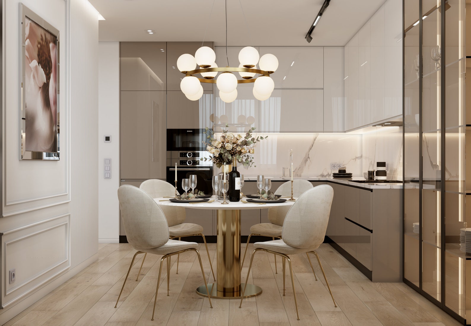 Modern Eclectic Kitchen Interior Design, 3D Render Home E-design ...