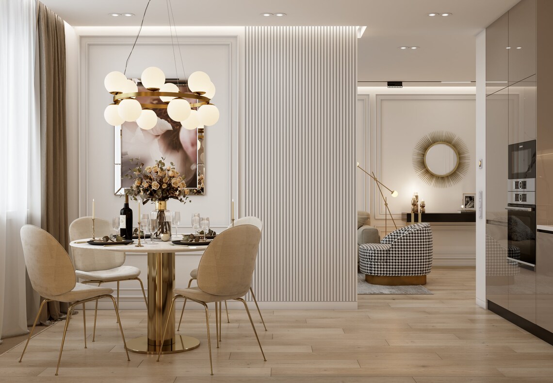 Modern Eclectic Kitchen Interior Design, 3D Render Home E-design ...