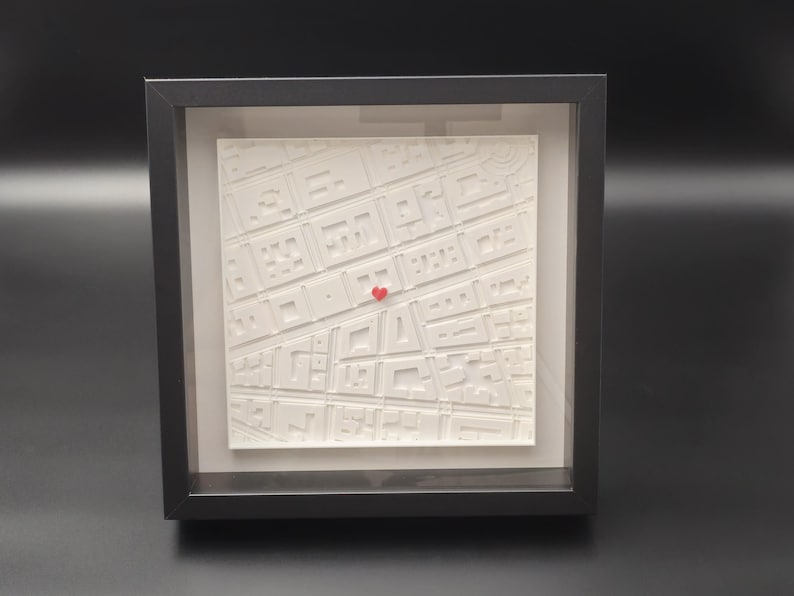 Custom 3D City Map Art Wall Frame Personalized Location Print Wedding ...