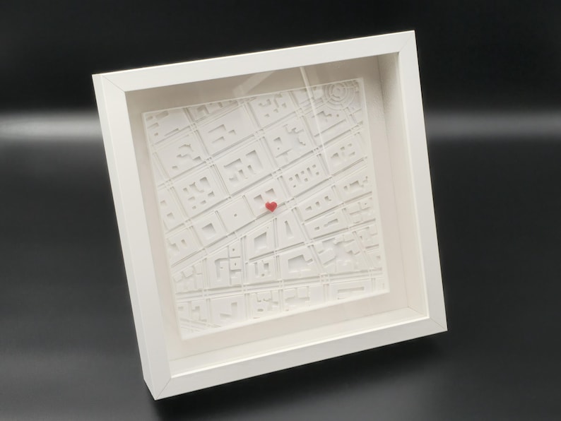 Custom 3D City Map Art Wall Frame Personalized Location Print Wedding ...