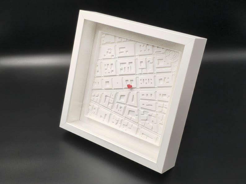 Custom 3D City Map Art Wall Frame Personalized Location Print Wedding ...