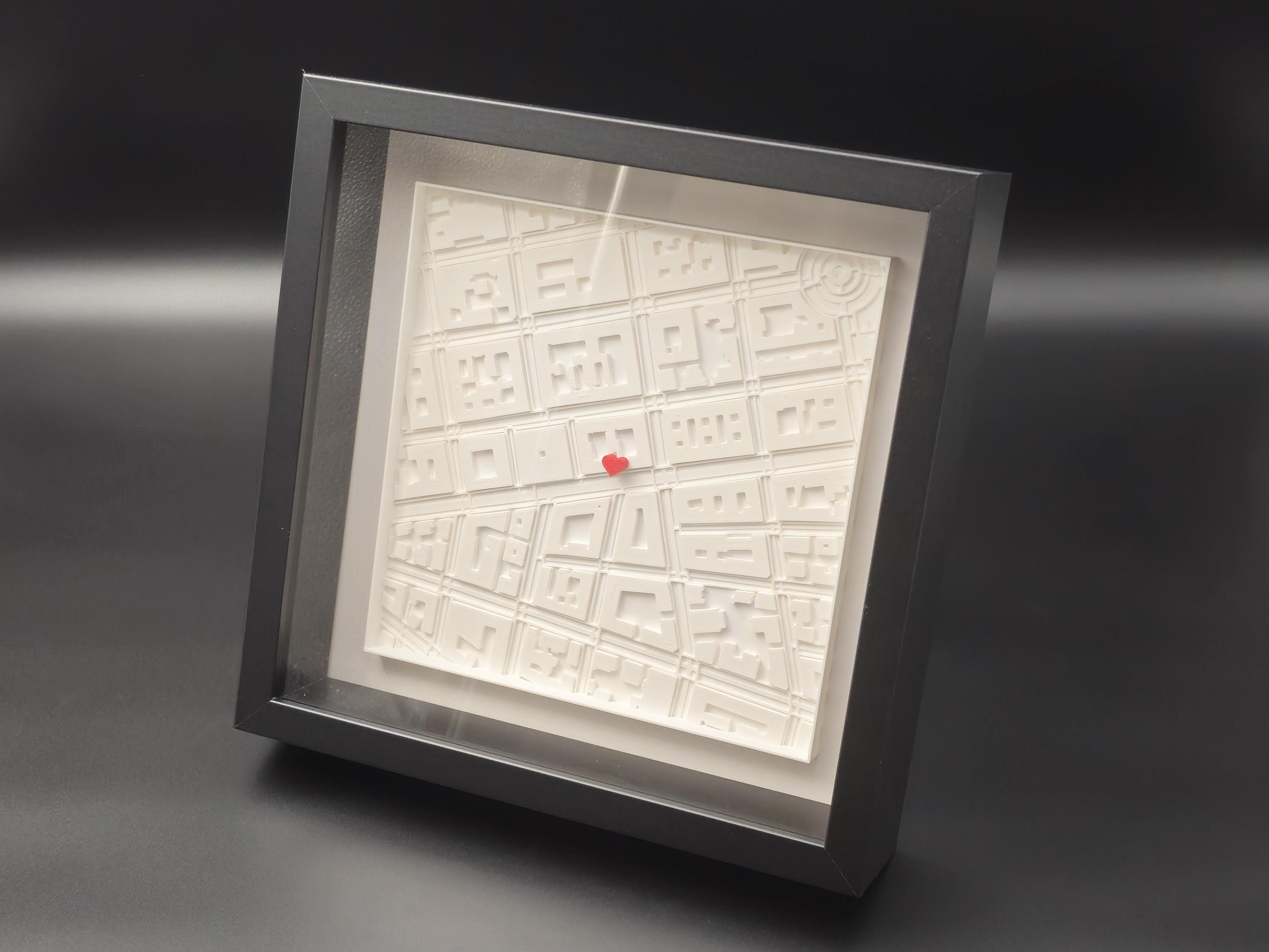 Custom 3D City Map Art Wall Frame Personalized Location Print Wedding ...