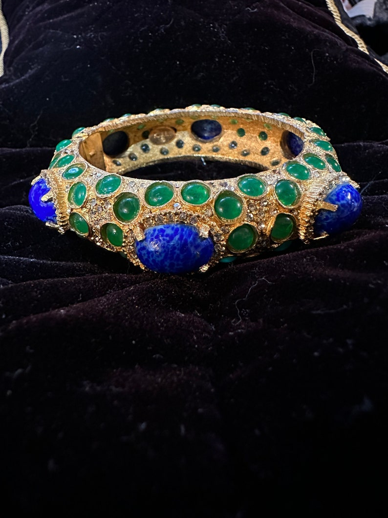 Vintage Kenneth Jay Lane Signed KJL, 1960s, Lapis Lazul and Green ...