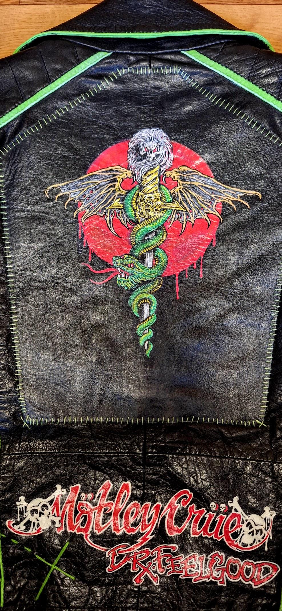 Motley Crue Dr Feelgood Custom Hand Painted Leather Jacket Adult Size ...