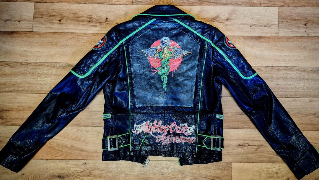 Motley Crue Dr Feelgood Custom Hand Painted Leather Jacket Adult Size ...