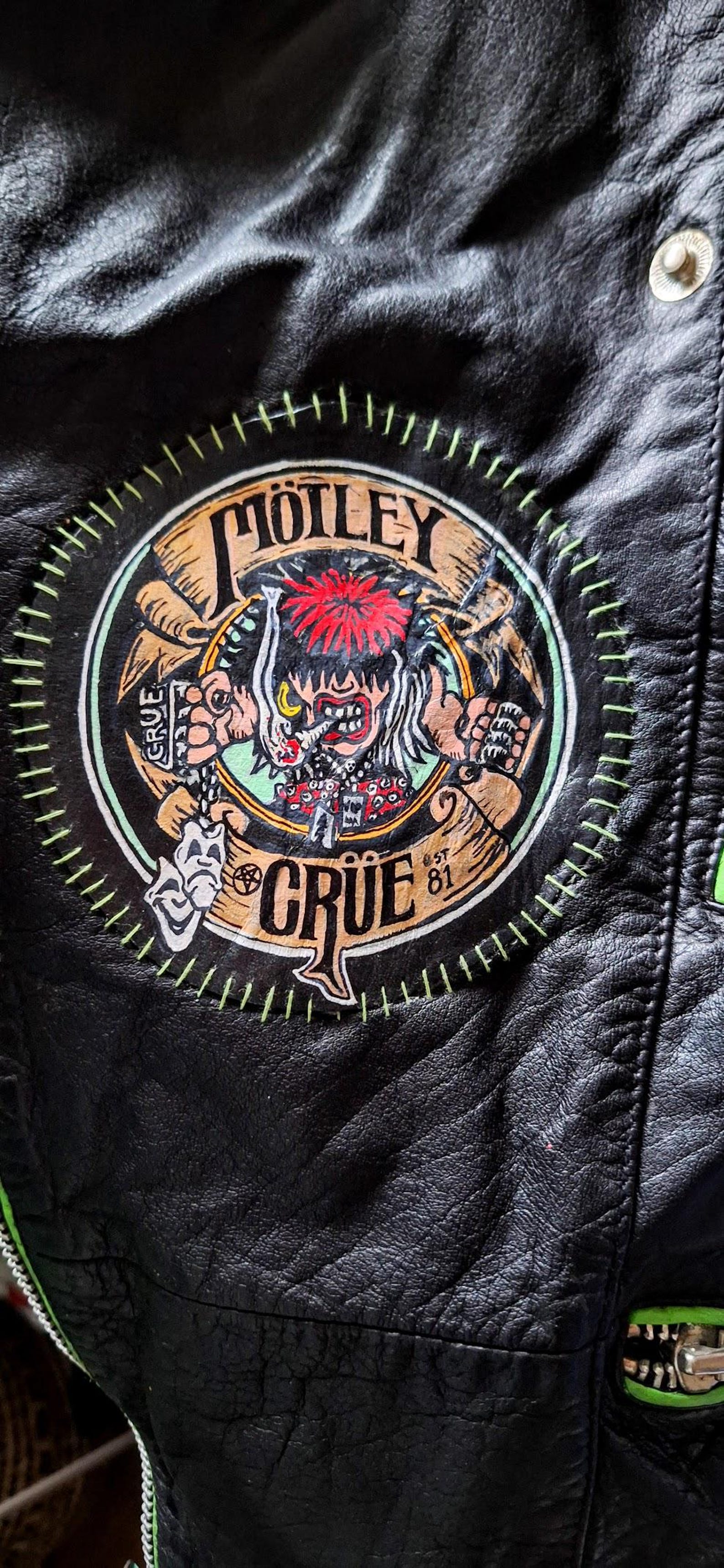 Motley Crue Dr Feelgood Custom Hand Painted Leather Jacket Adult Size ...