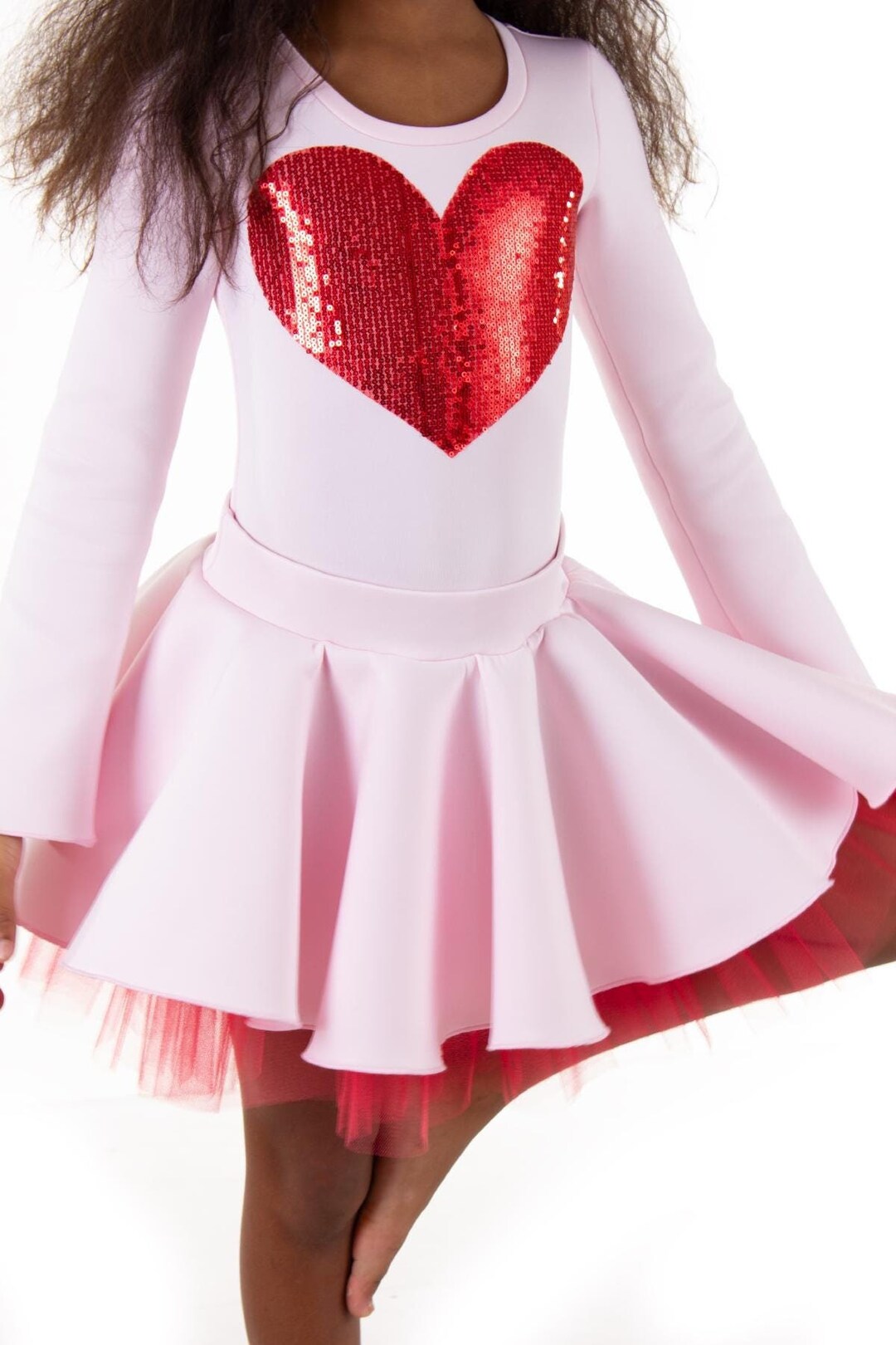 Red Sequin Heart Top, Red Heart Bodysuit, Valentine's Day Outfit, Red ...