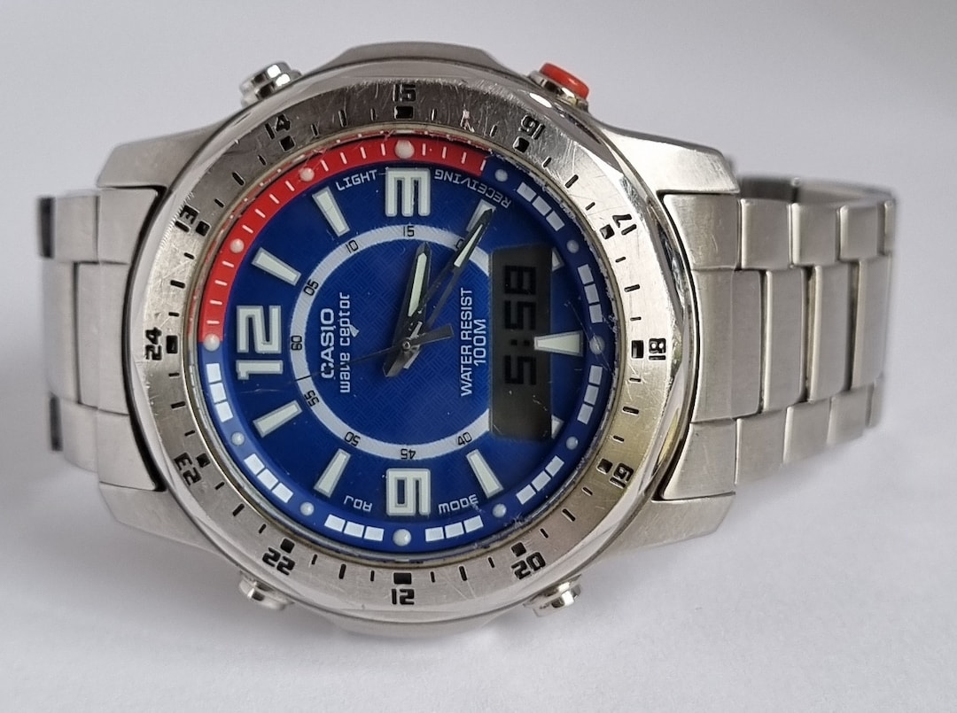 Vintage CASIO Wave Ceptor PEPSI WVA-220 Men's Quartz Watch - Etsy