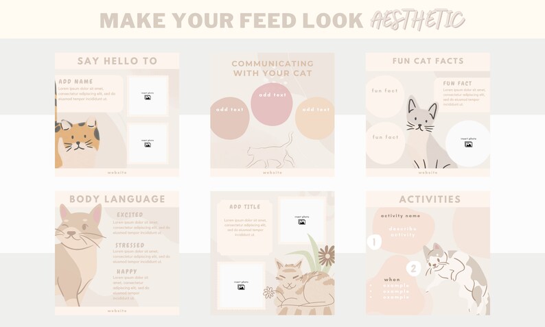 30 Informative Cat Instagram Post Templates | Cat Pet Store Canva Post ...