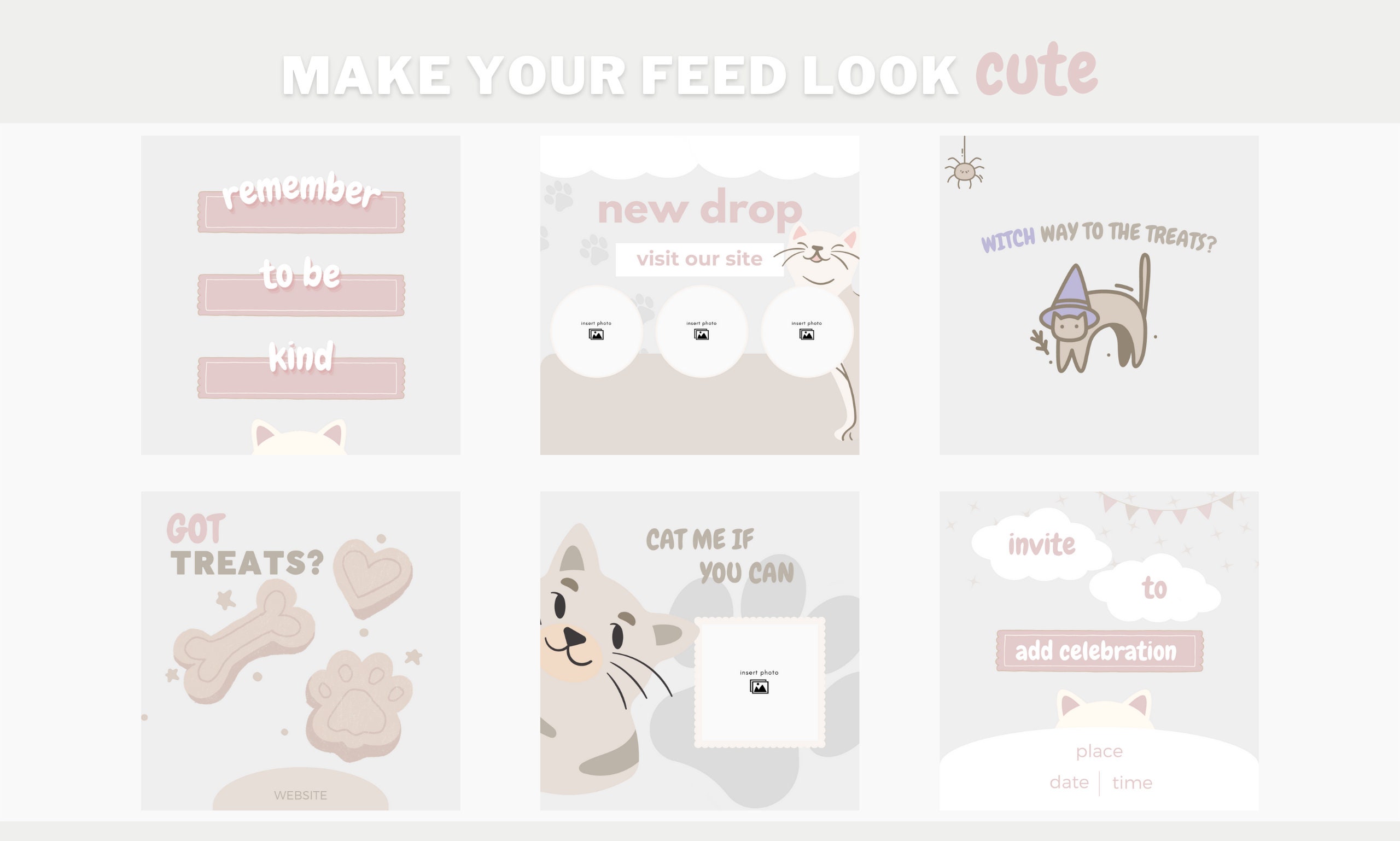 30 Cute Cat Instagram Post Templates | Cat Templates Canva | Cute ...