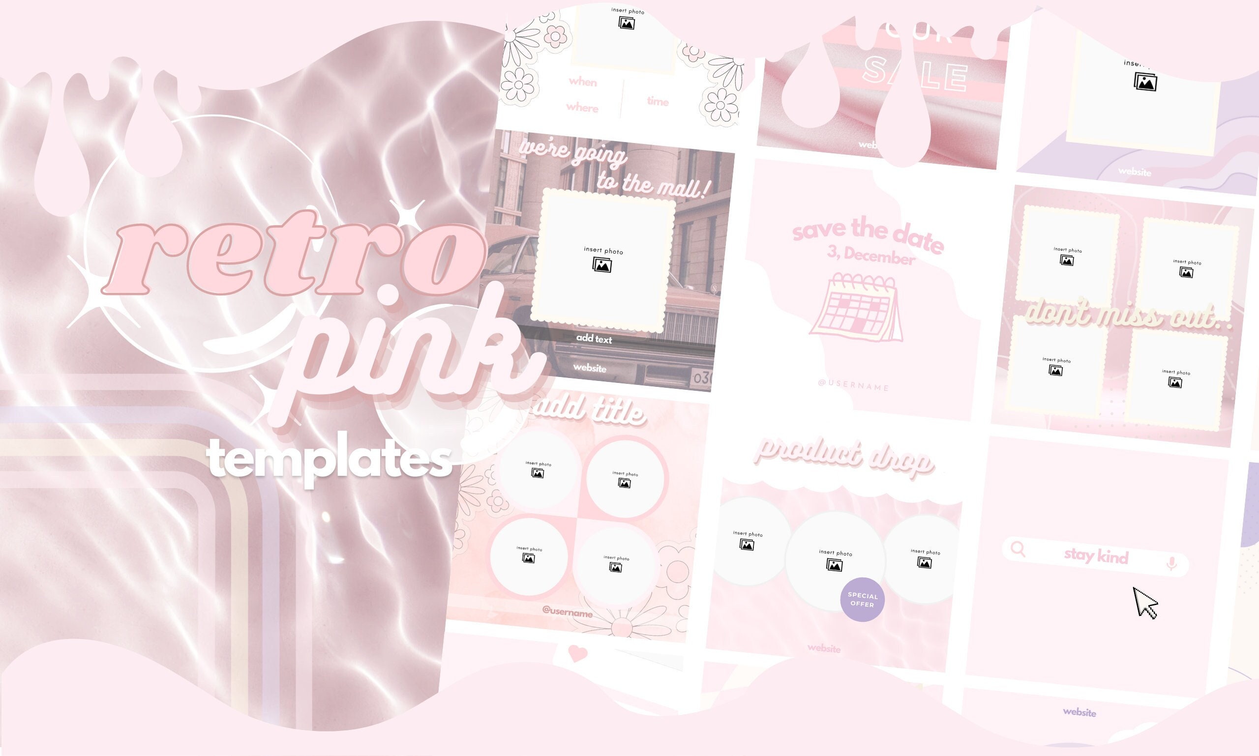 30 Pink Instagram Post Templates Pink Social Media Templates Pink ...