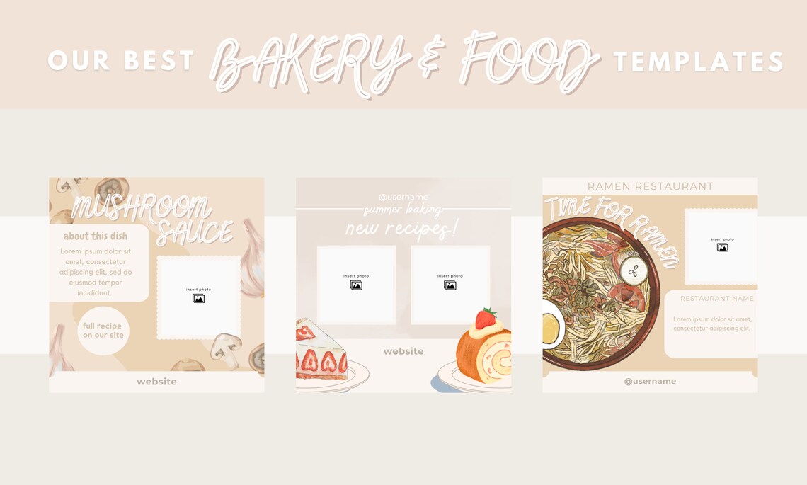 30 Food Bakery Instagram Post Templates | Recipe & Baking Canva Designs ...