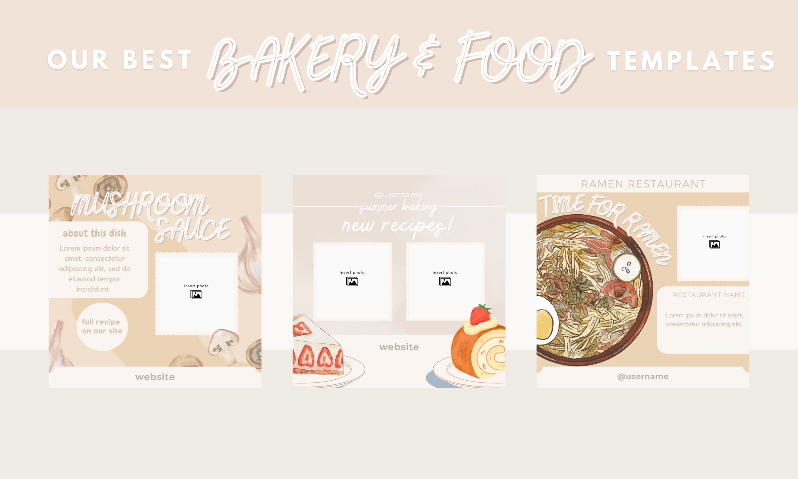 30 Food Bakery Instagram Post Templates | Recipe & Baking Canva Designs ...