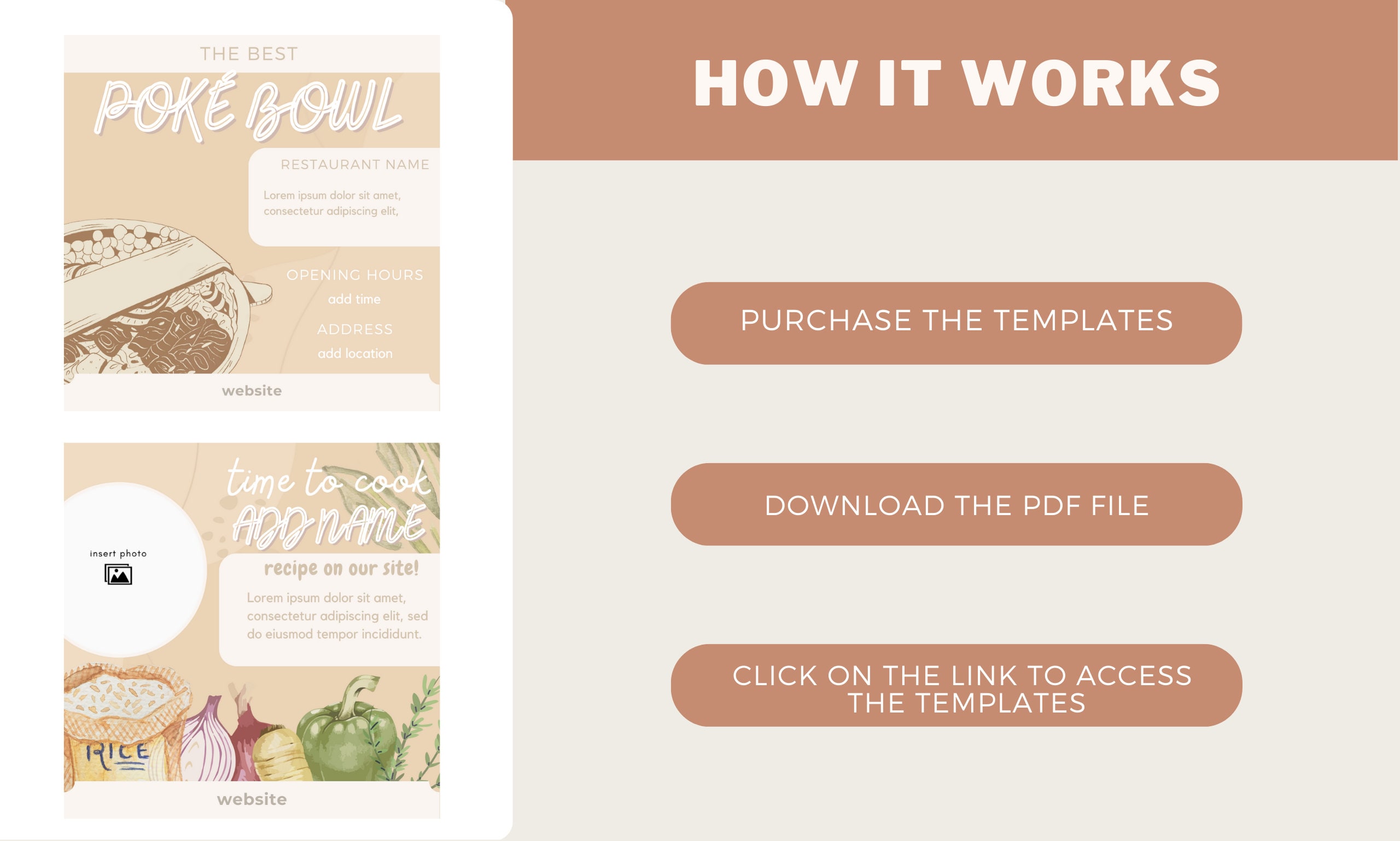 30 Food Recipe Instagram Post Templates | Restaurant Food Blogger Canva ...