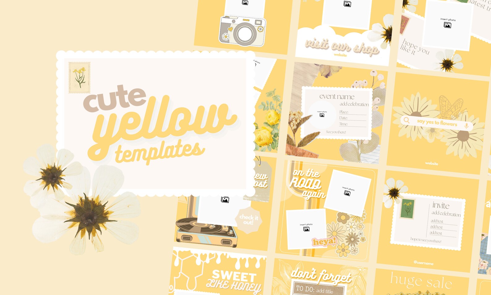 30 Summer Yellow Instagram Post Templates | Yellow Social Media Canva ...