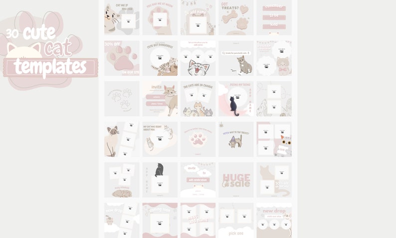 30 Cute Cat Instagram Post Templates | Cat Templates Canva | Cute ...