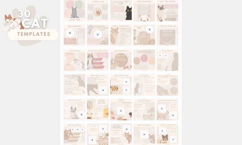 30 Informative Cat Instagram Post Templates | Cat Pet Store Canva Post ...