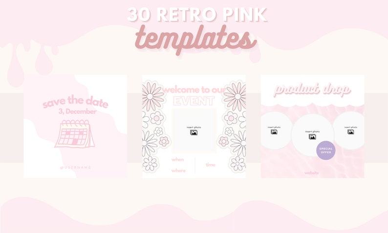 30 Pink Instagram Post Templates | Pink Social Media Templates | Pink ...