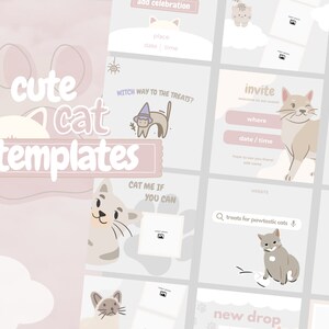 30 Cute Cat Instagram Post Templates | Cat Templates Canva | Cute ...