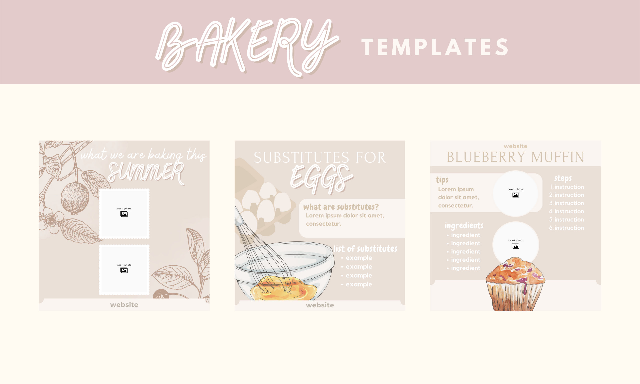 30 Bakery Instagram Post Templates | Baking Recipe Canva Post Templates ...
