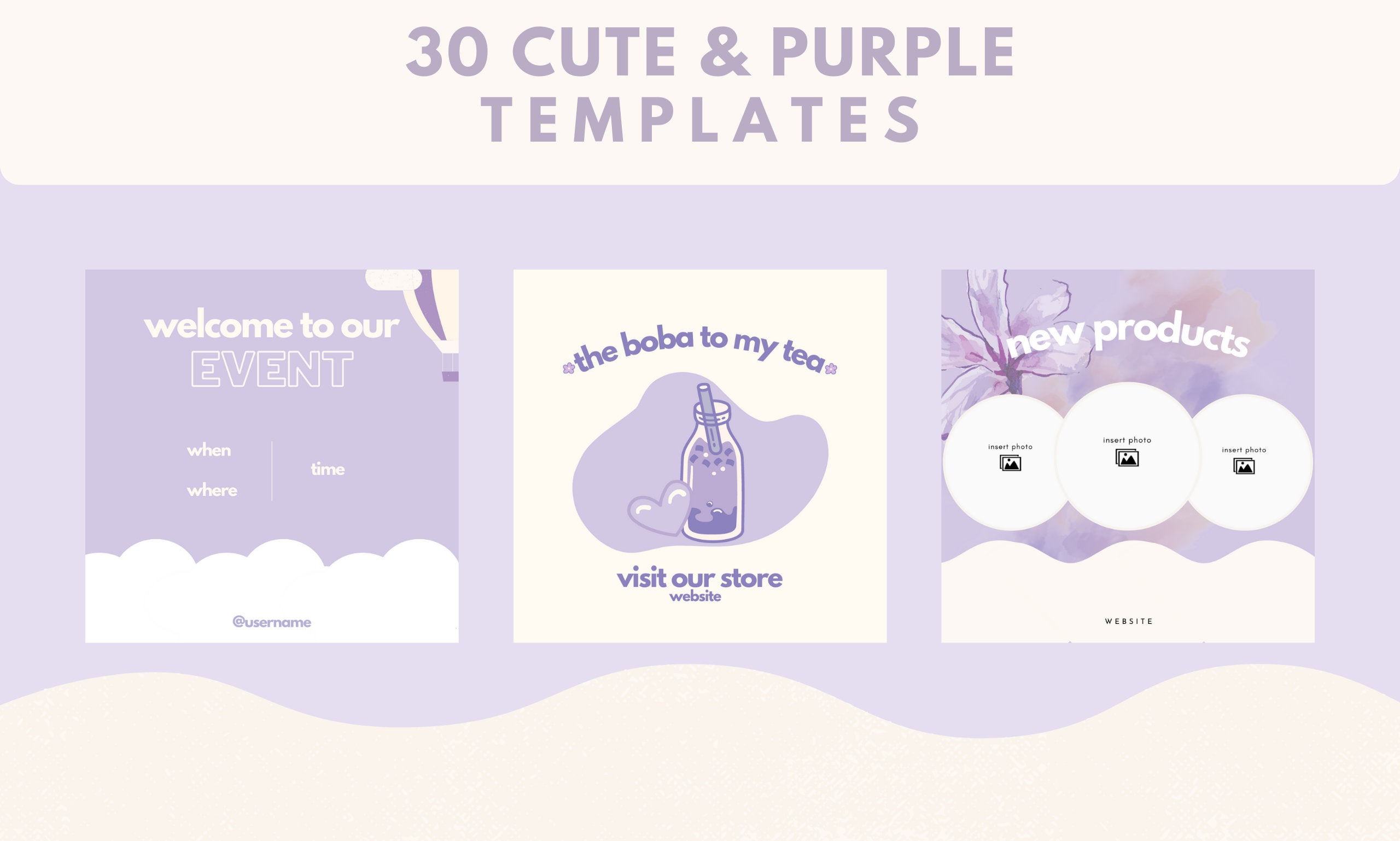 30 Cute and Purple Instagram Post Templates | Instagram Templates Canva ...