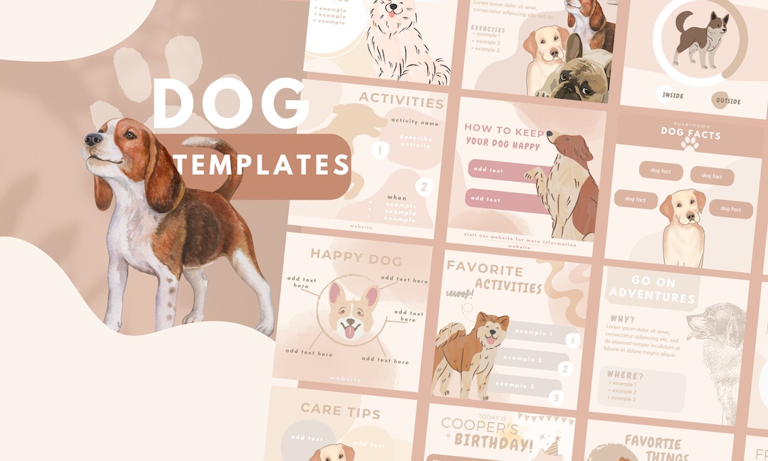 30 Dog Instagram Post Templates | Pets Post Bundle | Dog Templates ...