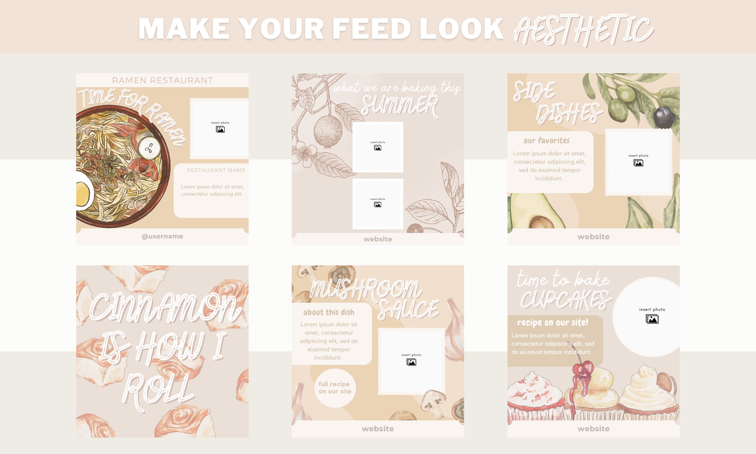 30 Food Bakery Instagram Post Templates | Recipe & Baking Canva Designs ...