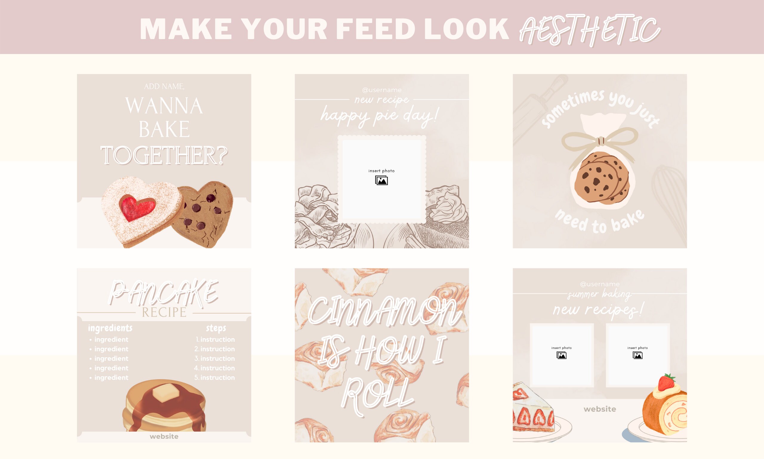 30 Bakery Instagram Post Templates | Baking Recipe Canva Post Templates ...