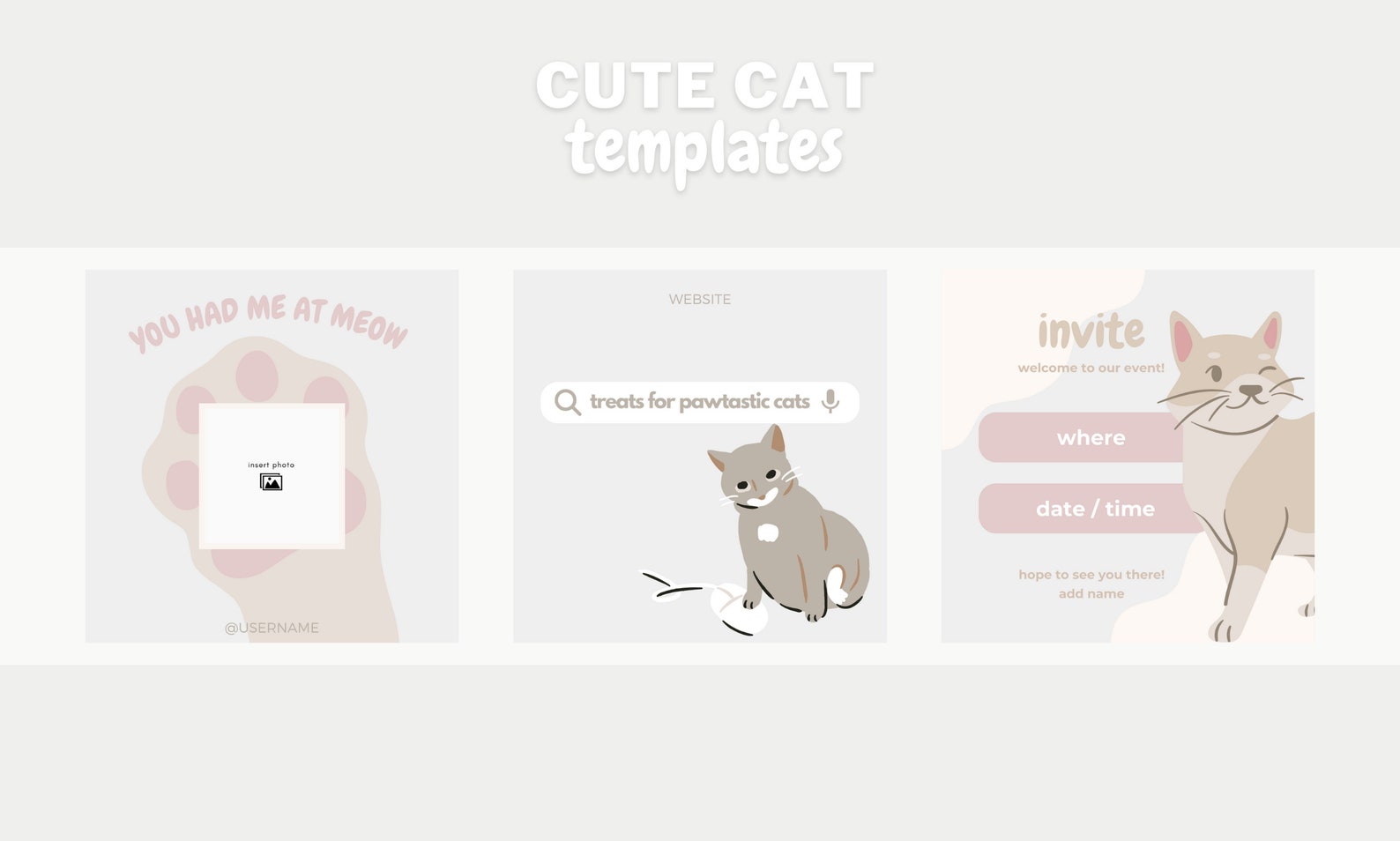 30 Cute Cat Instagram Post Templates | Cat Templates Canva | Cute ...