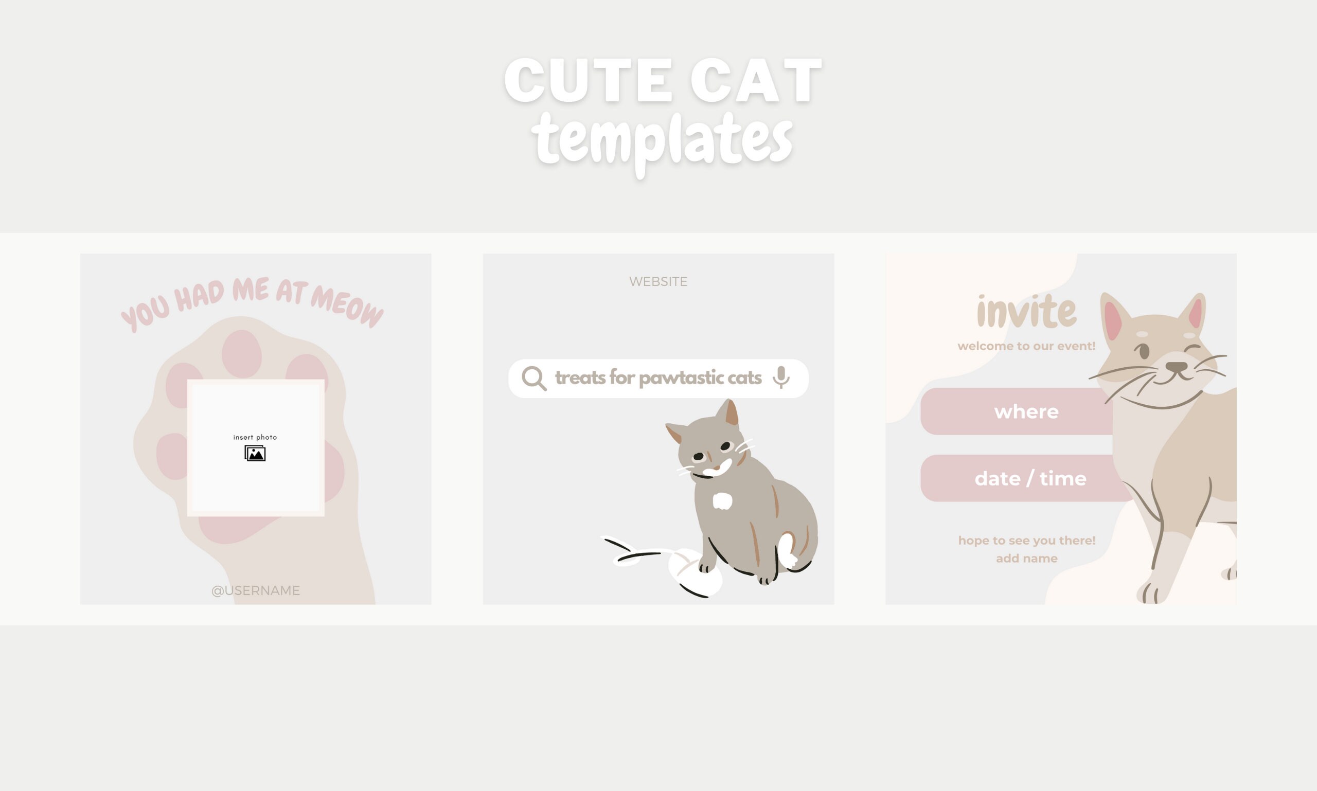 30 Cute Cat Instagram Post Templates | Cat Templates Canva | Cute ...