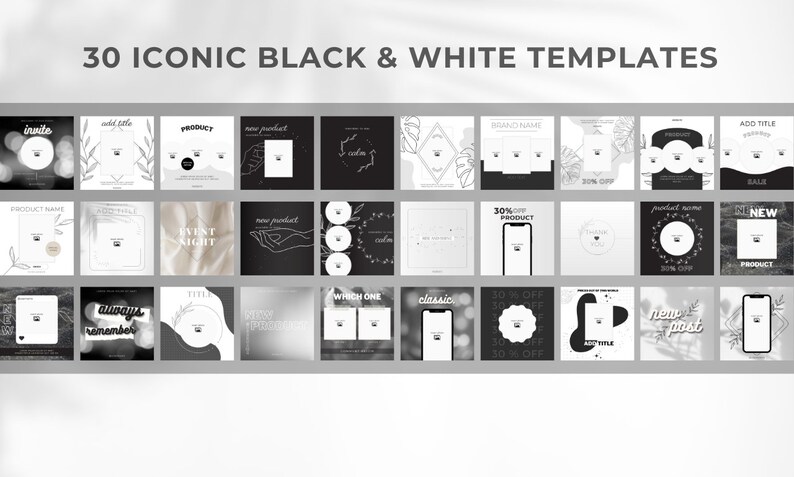 30 Iconic Black and White Instagram Post Templates Black and - Etsy