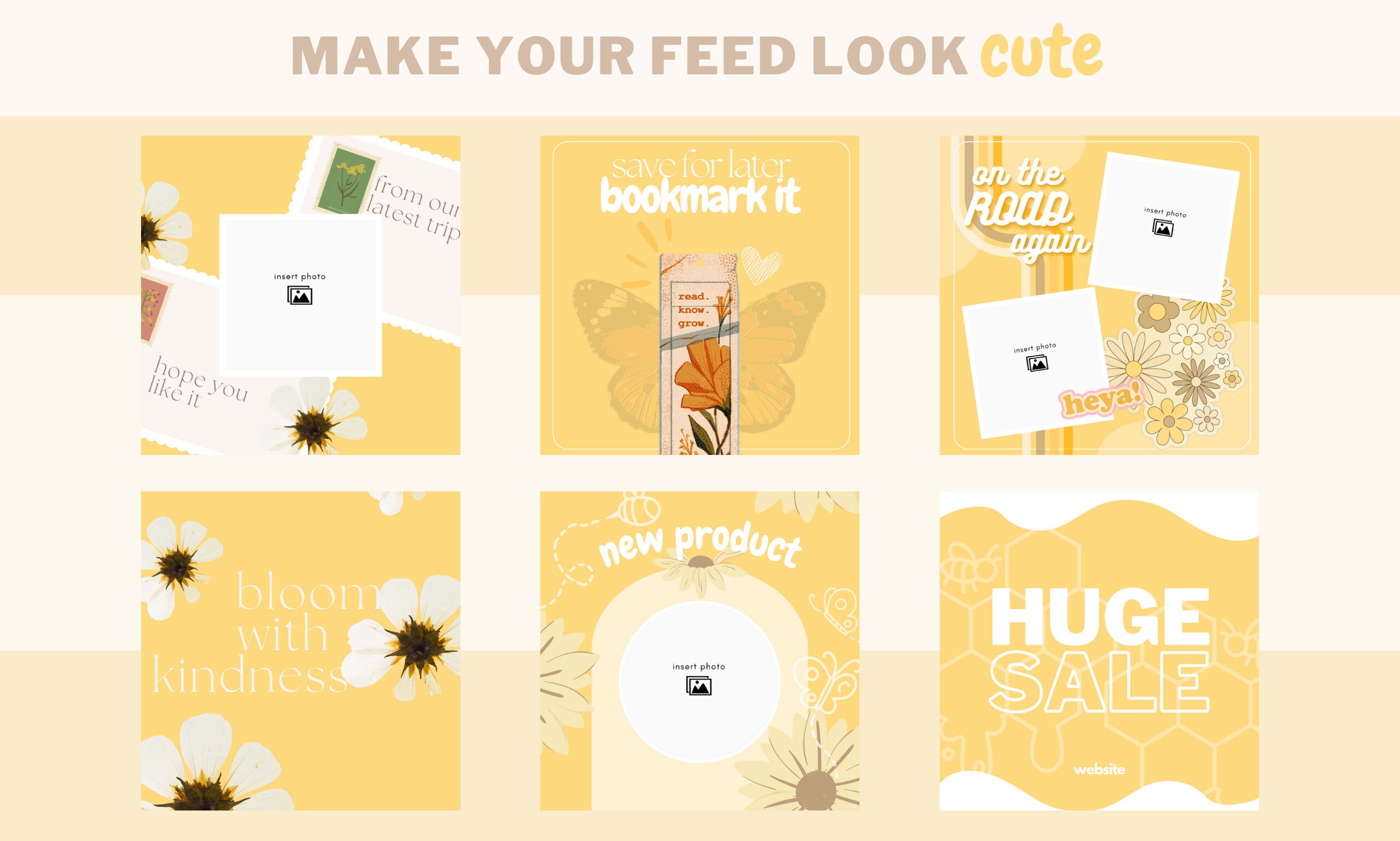 30 Summer Yellow Instagram Post Templates | Yellow Social Media Canva ...